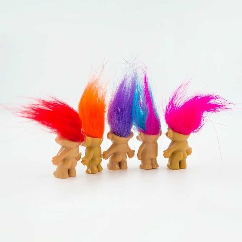 b 5Pcs/Lot Anime Action Figure Kawaii Trolls Dolls Colorful Hair Family ...