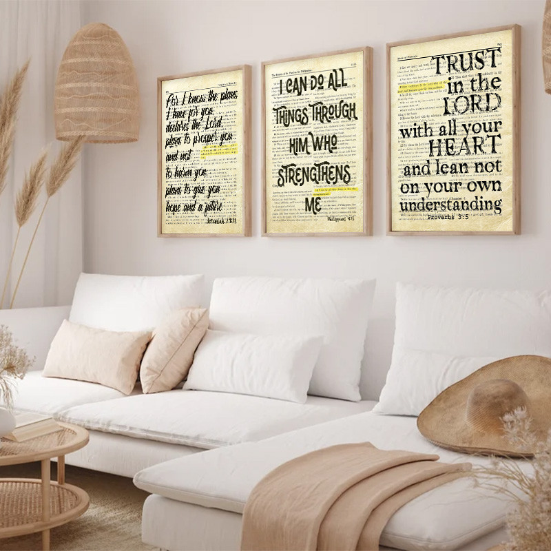 Bible Quotes Wall Decor Art Poster Scripture Christian Faith Prayer ...