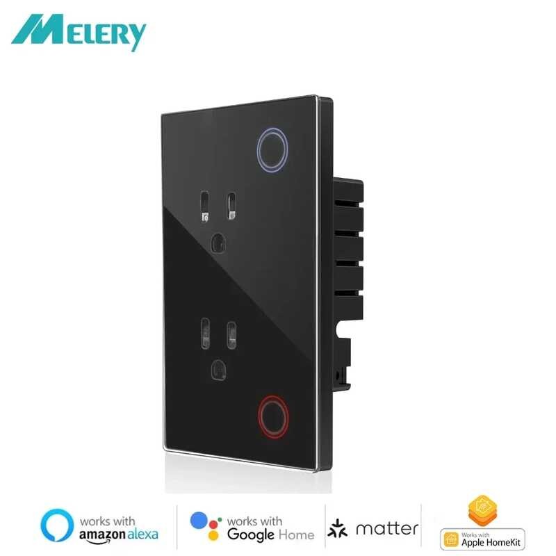 Matter Melery Thread Wifi Smart Wall Socket US Electrical Plug Outlet ...