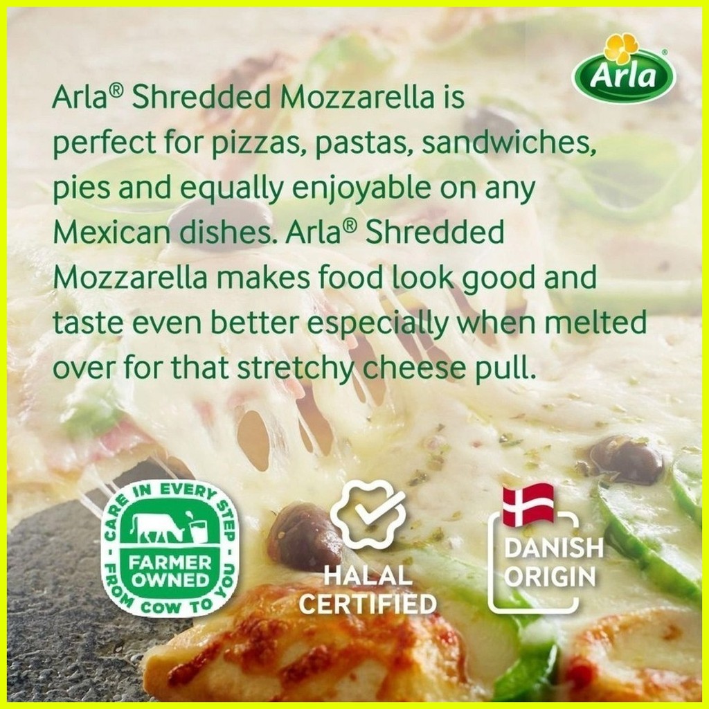 ⊕ ℗ Arla Mozzarella Shredded Cheese 175g 3-Pack | Shopee Philippines