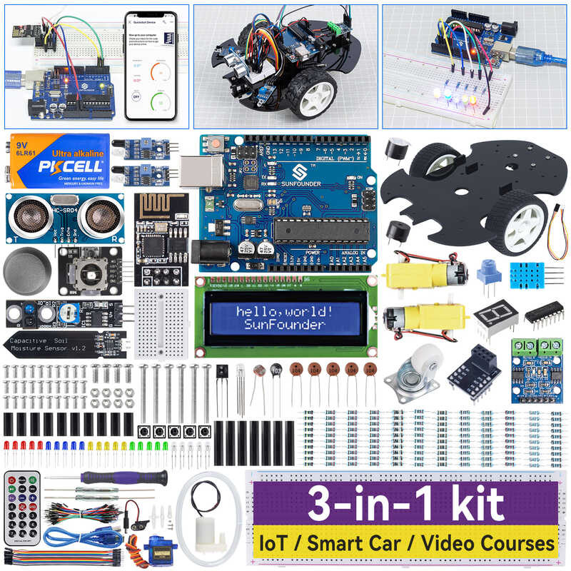 3 Sunfounder In 1 Iot/Smart Car/Learning Ultimate Starter Kit ...