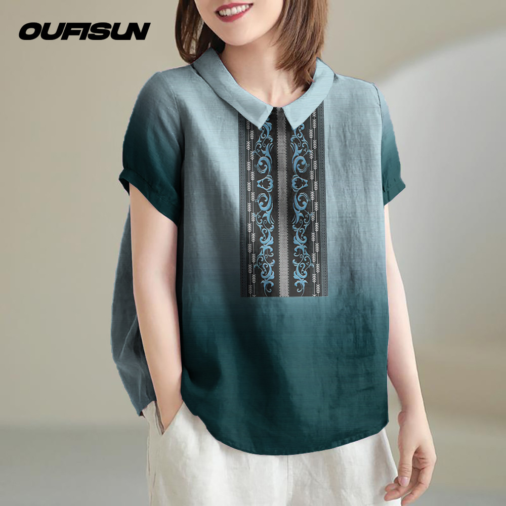 Asean Attire For Women Cotton And Linen Shirts For Women Loose Short ...