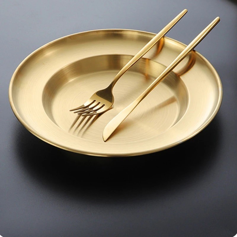 Gold Plate Stainless Steel Deep Plate Round Plates Gold Plate Serving ...