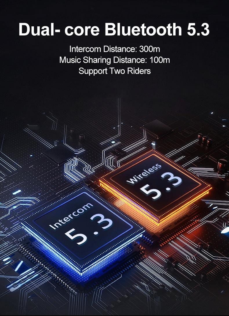 BLAISE V2 Motorcycle Helmet Intercom Headset Music sharing while in ...