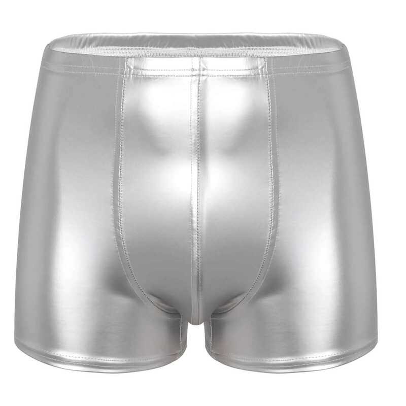 Aa0 Mens 3 Swimming Trunk Wet Look Patent Leather Shorts Bulge Pouch ...