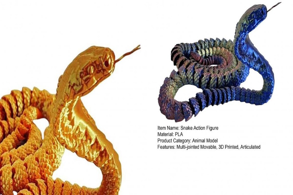 Sp 3d Printed Snake Toy Colorful Snake Toy Flexible Snake Action Figure ...