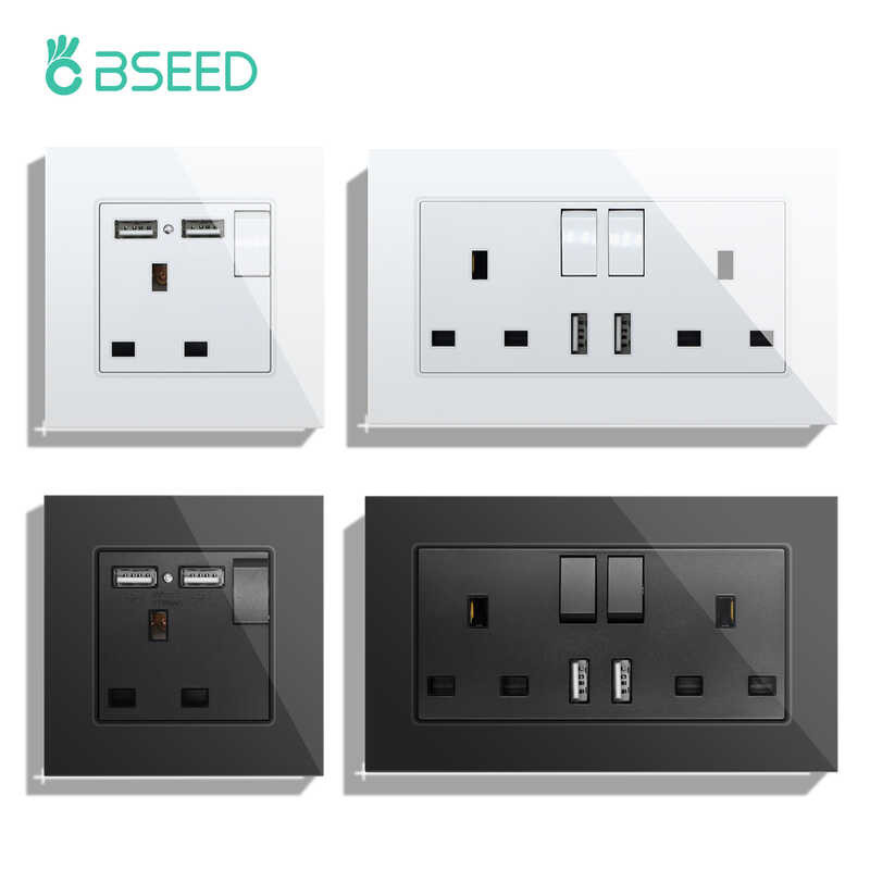 Usb BSEED 13A Wall UK Standard Power Socket USB Charger 5V 2.1A Dual ...