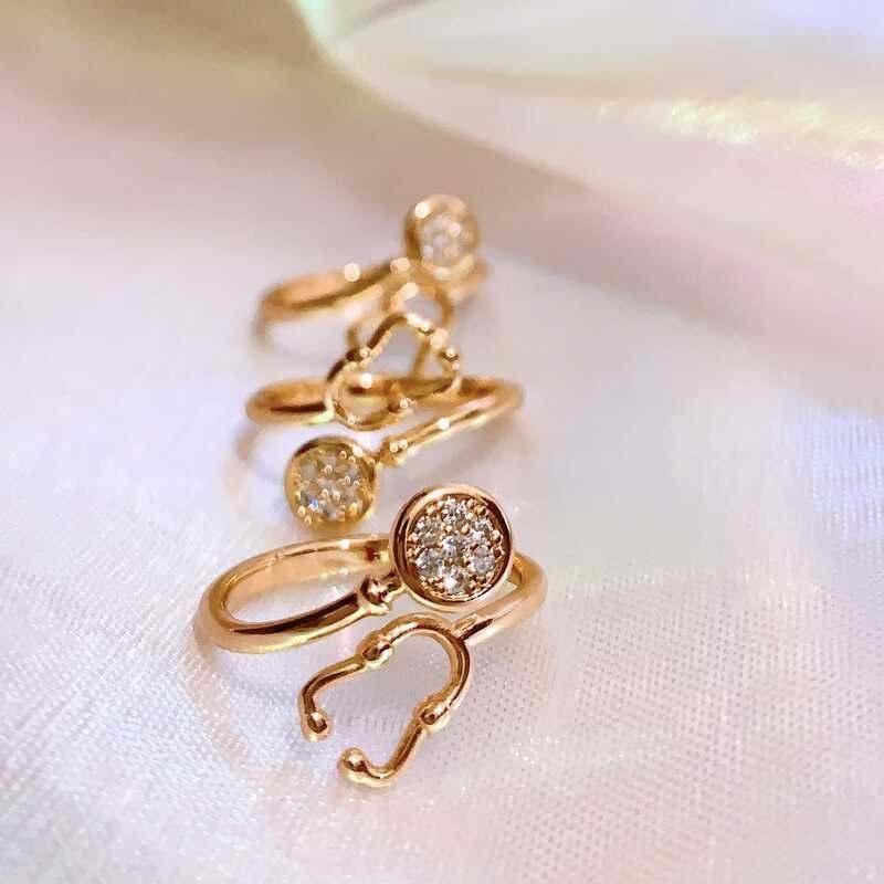[Crowns Jewelry] Adjustable steel Women stethoscope doctor ring ...