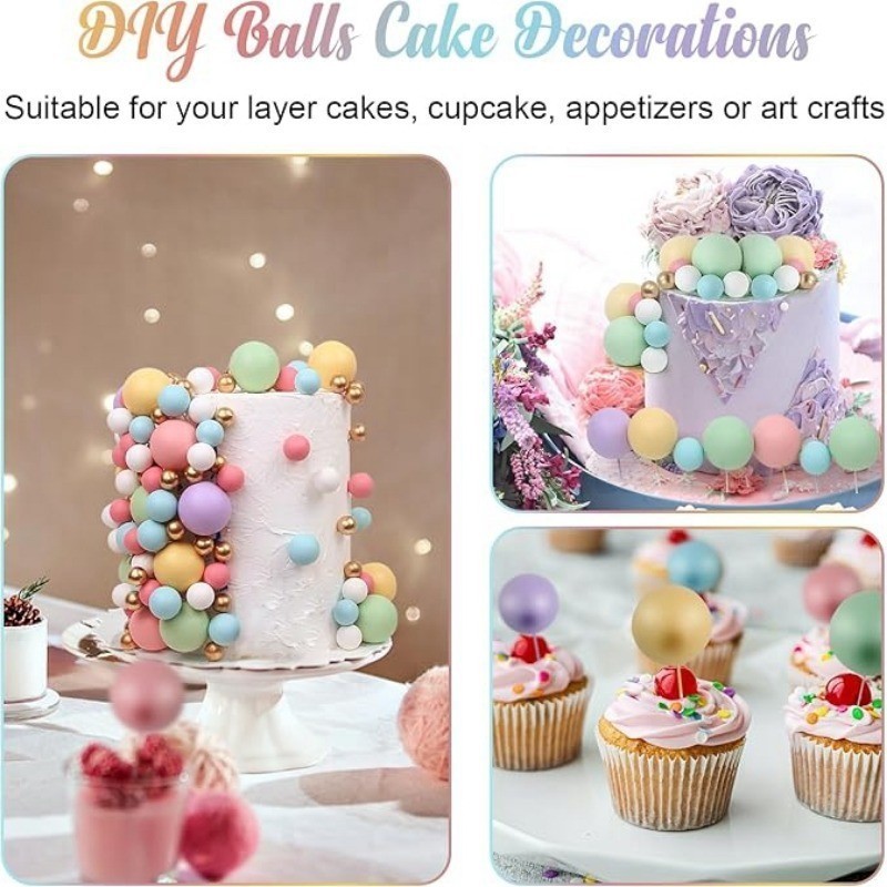 20Pcs Mixed Colorful Balls Cake Topper Foam Ball Bubbles Balls Cake ...