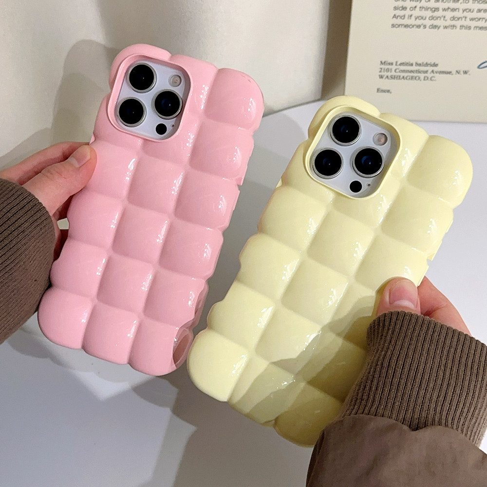 Fashion Macaron Color 3D Chocolate Block Lattice Phone Case for IPhone ...