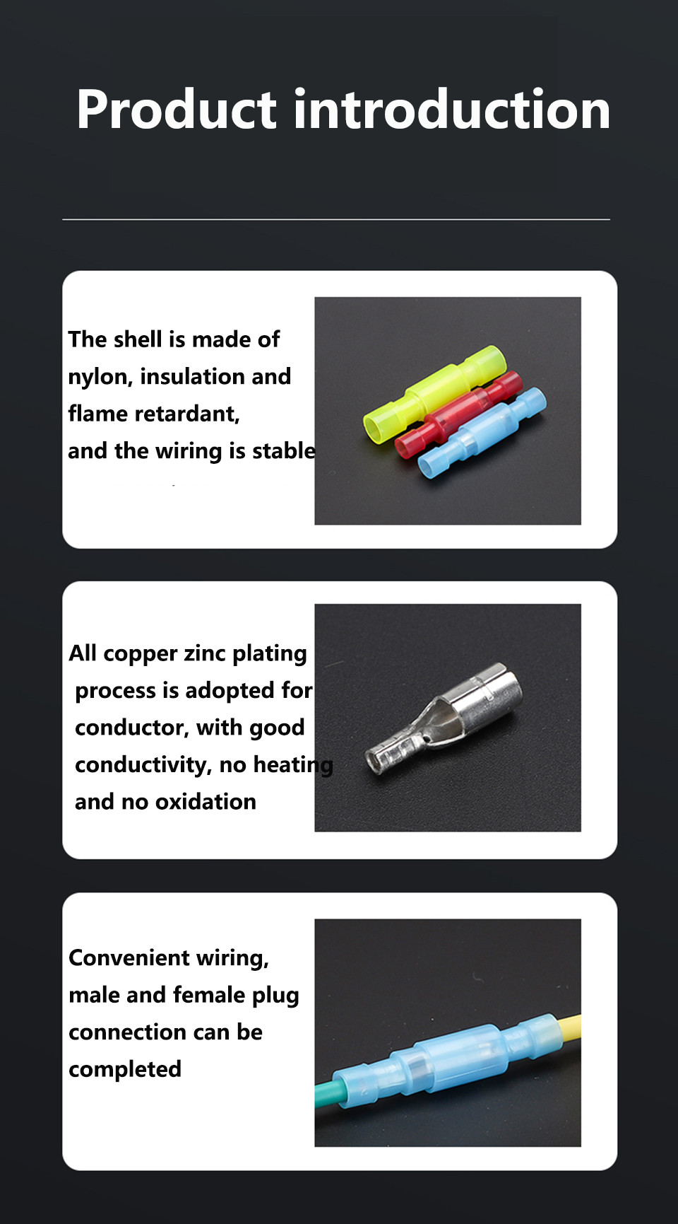 Bullet shaped electrical wire connector Pluggable Terminal blocks Male Female Quick Joint Nylon ...