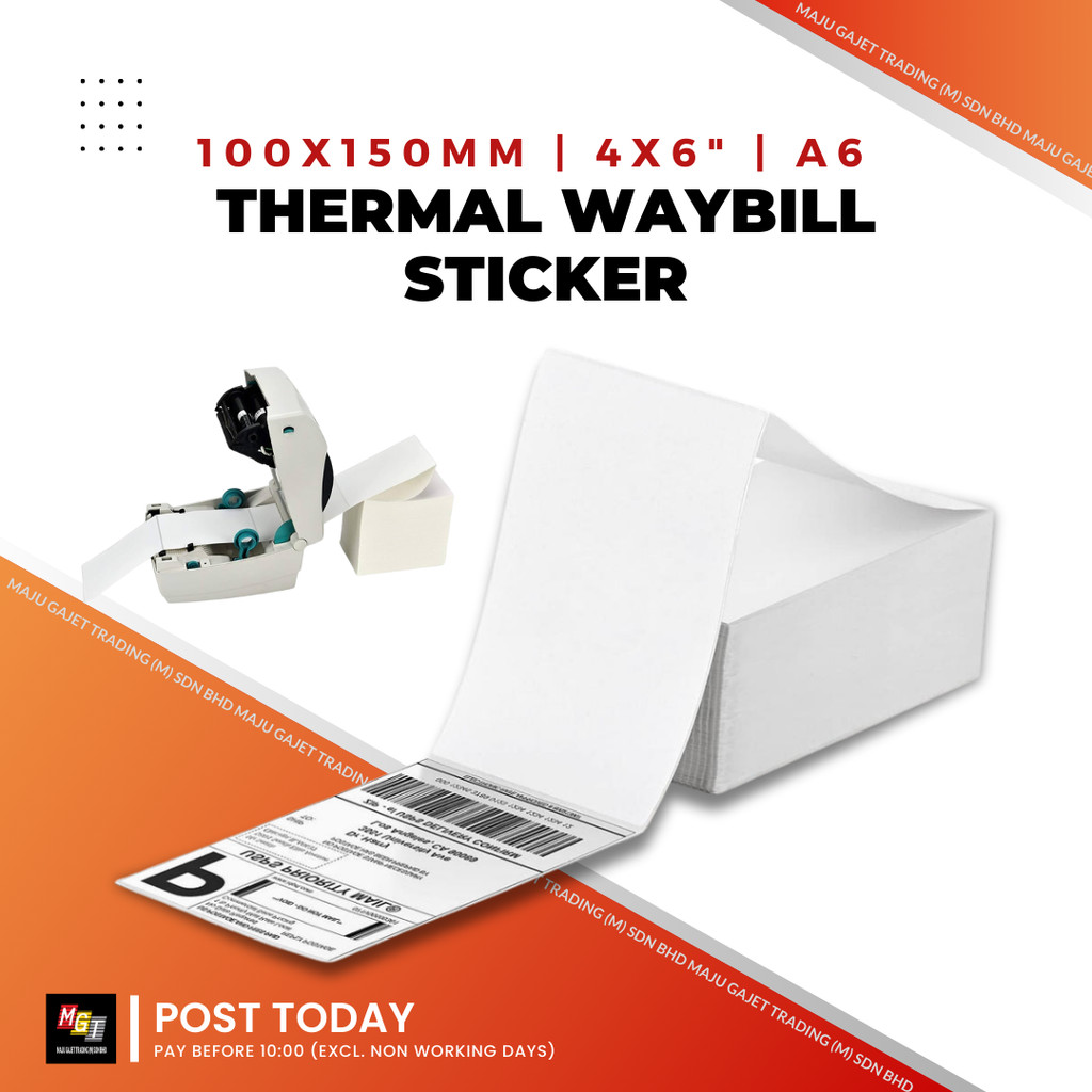 500pcs Thermal Label Sticker Waybill AWB Stack Fanfold 100x150mm A6 4x6 ...