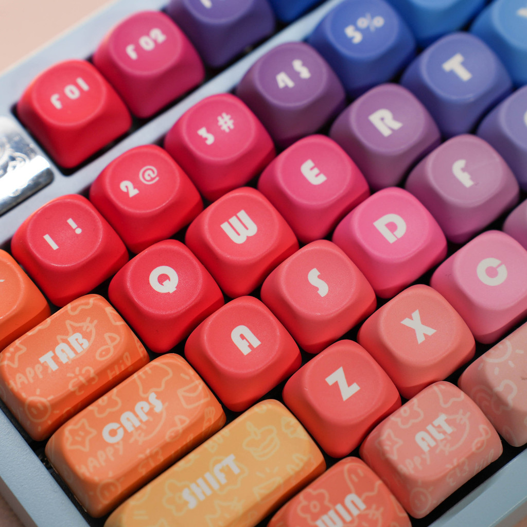 【Local Delivery】Rainbow Set Keycap Circular Cap MOA Profile PBT DYE-SUB ...