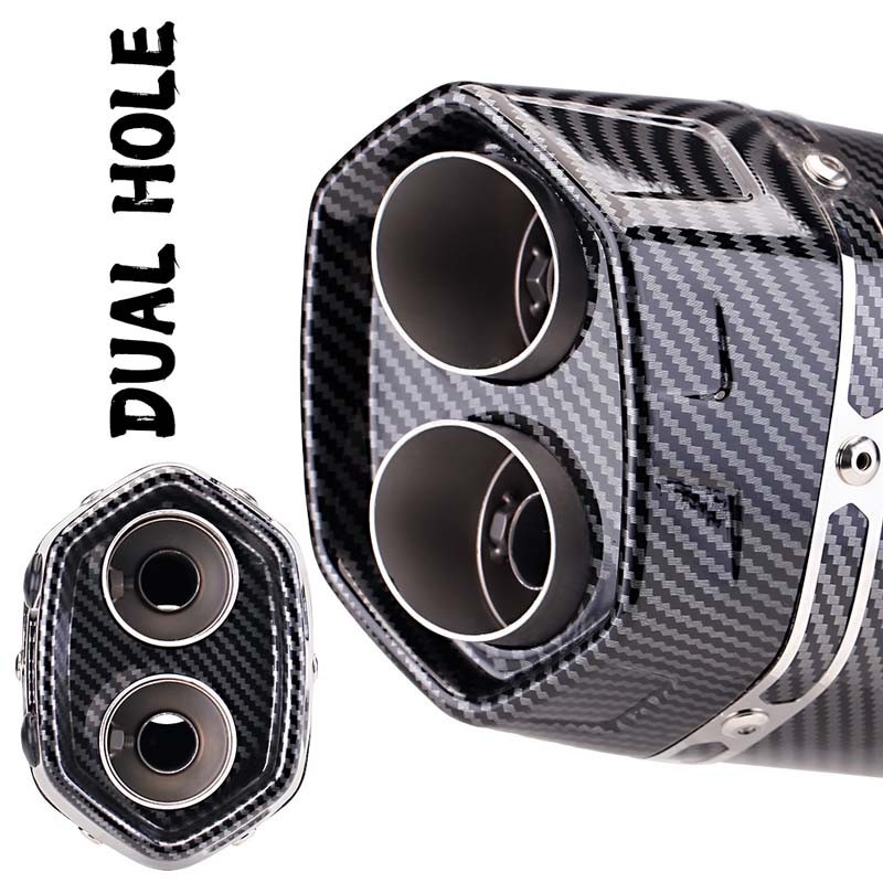 51MM I.D Universal Akrapovic Dual Hole Big Muffler S8 Akra Exhaust ...