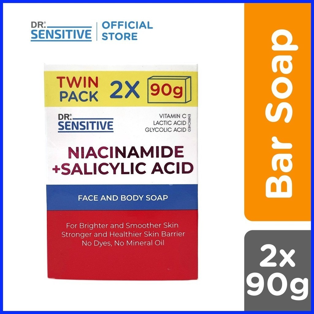 Dr. Sensitive Niacinamide + Salicylic Acid Face and Body Bar Soap Twin ...