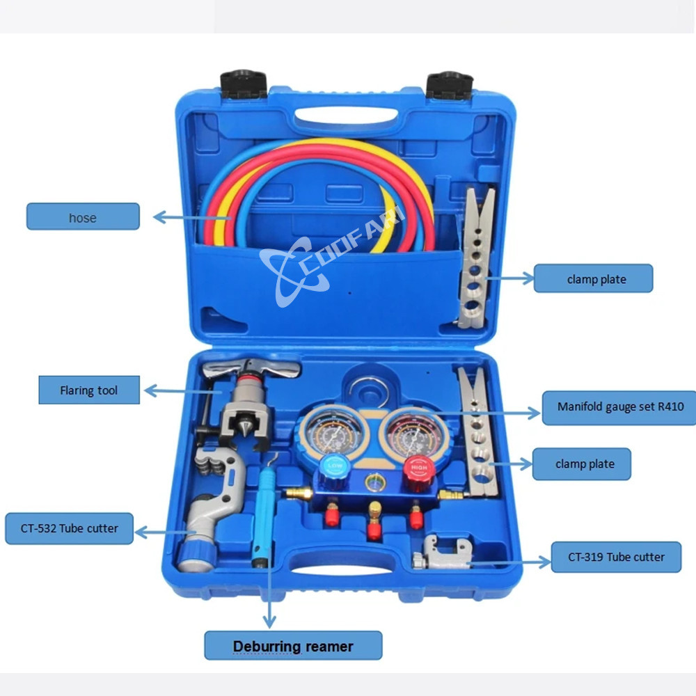 Refrigeration Tools Set With R410A R134A R22 Manifold Gauge and Flaring ...