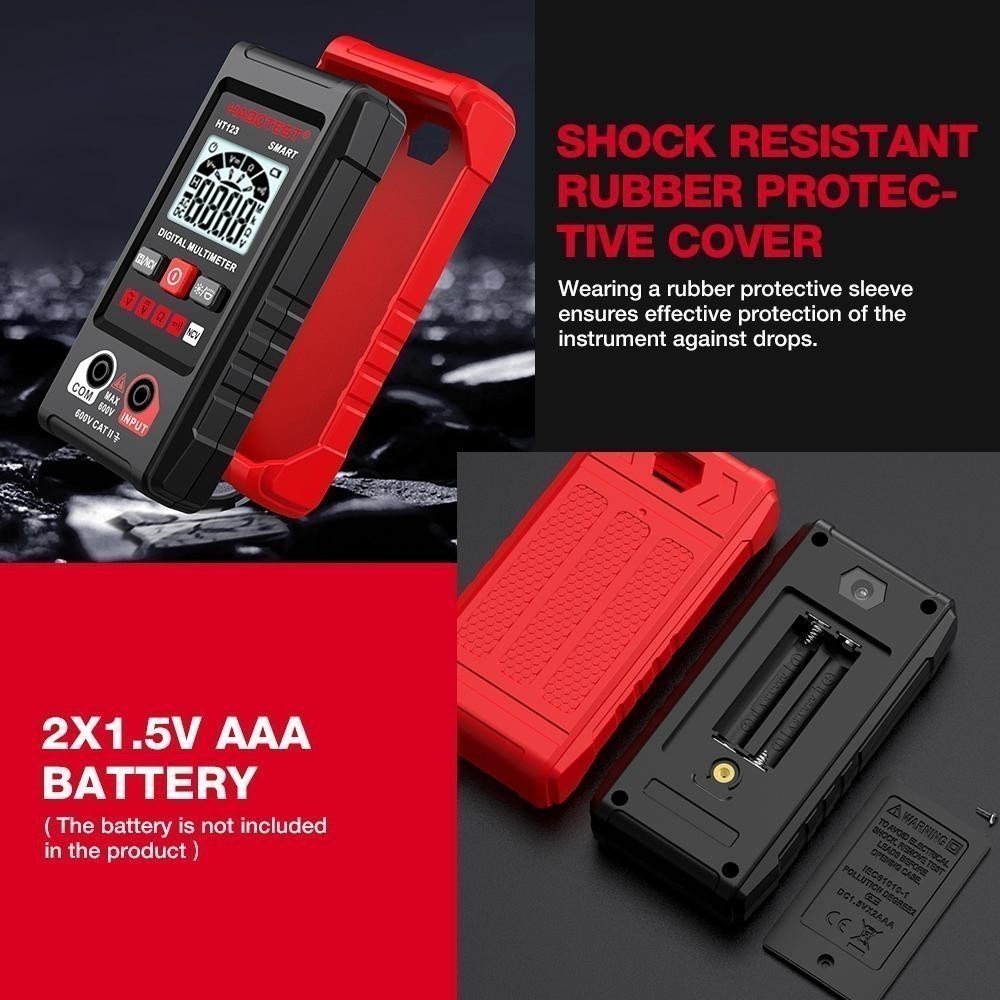 HT123 Digital Multimeter 600V AC/DC 4000 Counts High-Precision Smart ...
