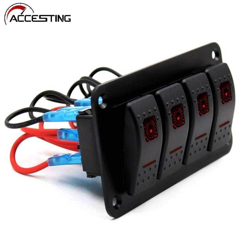 Backit 3 LED Marine 4 Gang Boat Car Rocket Switch Overheat Protection ...