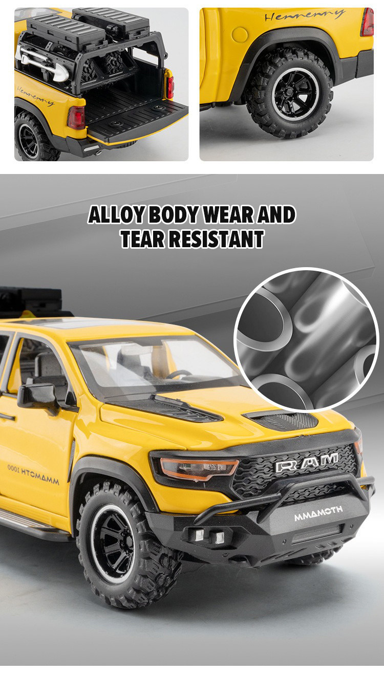 KLT 1:32 Dodge Ram Mammoth Pickup Metal Alloy Toys Car Model Diecast ...