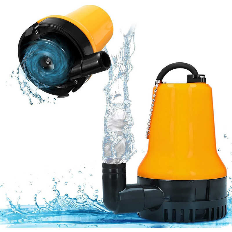 DC 12V Dirty Water Pump 3600L/H Mini Cabin Drainage Pump Water ...