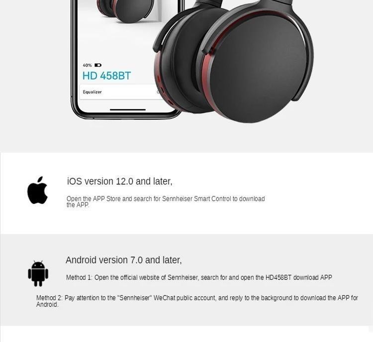 Sennheiser HD 458BT over-Ear Wireless Noise Cancelling Headphones (Black/Red) | Shopee Philippines