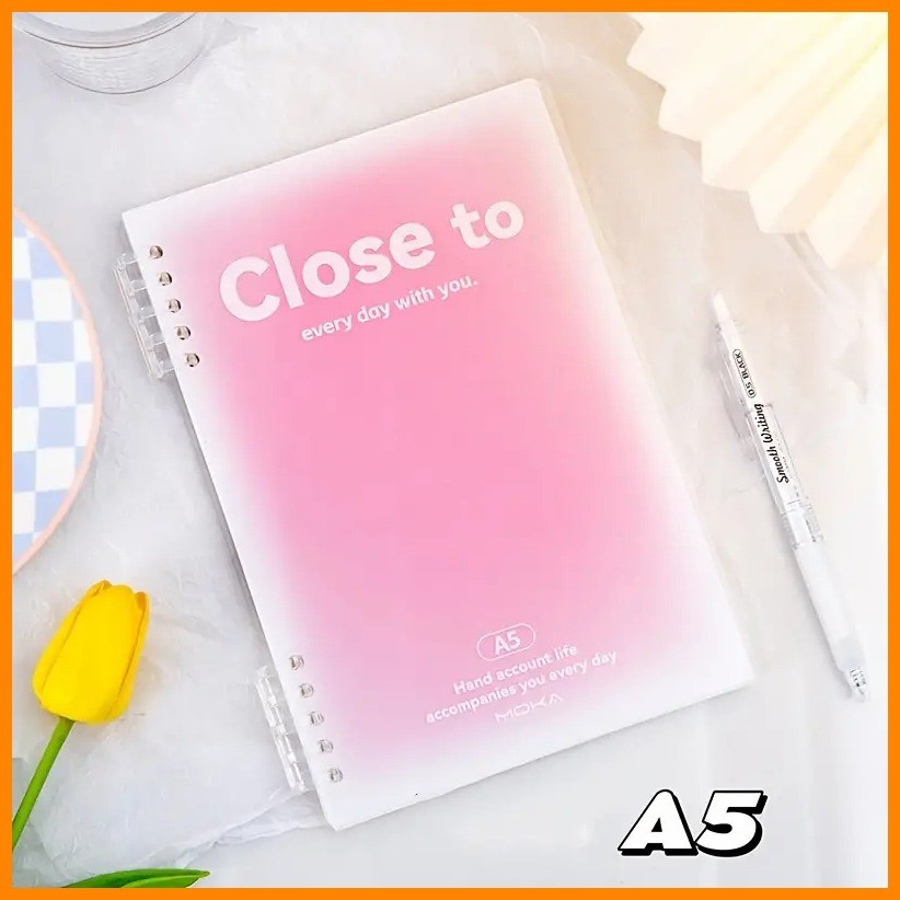 → A5 B5 Binder Notebook Lined 60 Sheets Kawaii Diary Journal Cute Korean Stationery School Supp ...