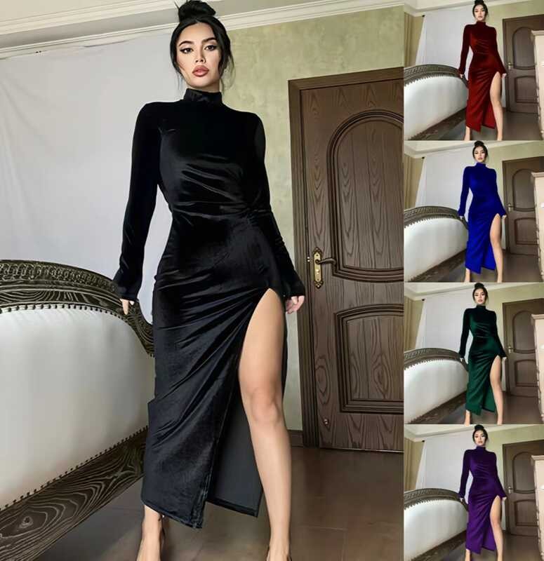 755 Gawa Velvet Na Mahaba Leeg Ng Mga Kababaihan Sa Estilo 2025 ...