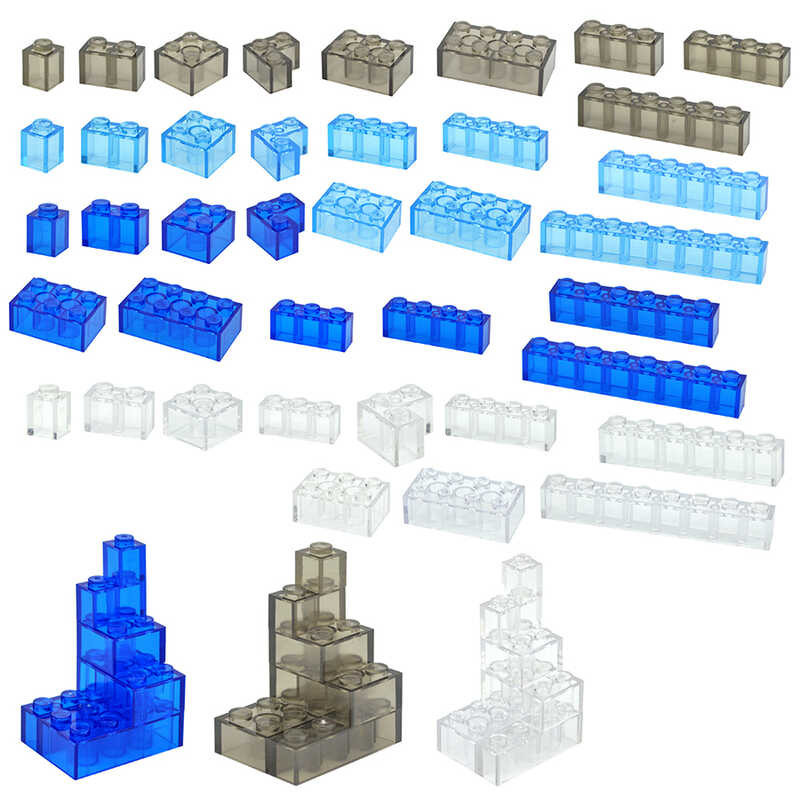 MOC Transparent Thick Building Blocks 1X1 1X2 2X2 2X4 Dots Clear Brick ...