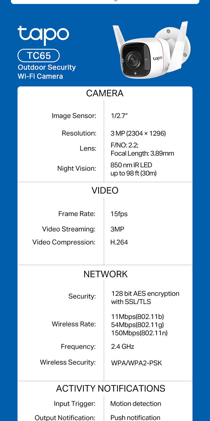 TP-Link Official Store | Tapo | TC65 | Outdoor CCTV Camera Wi-Fi ...