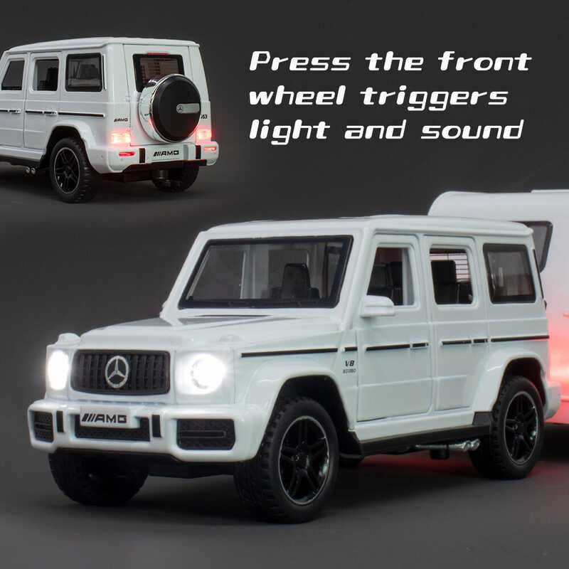 1:32 Scale Benz G63 Trailer Alloy Model Diecast Sound Light Car Lovers ...