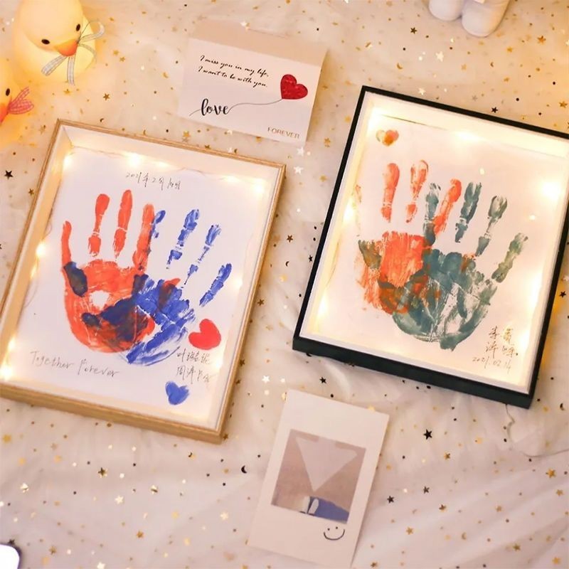 Photo frame ornaments Couple Handprint Painting diy Multiplayer Friends ...