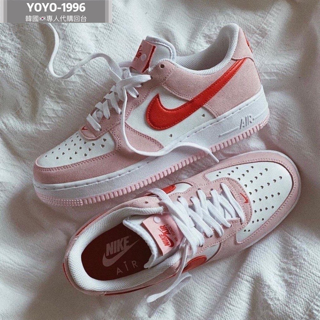 Nike Air Force 1 AF1 Valentine's Day Shoes Couple Pink White Men Women ...