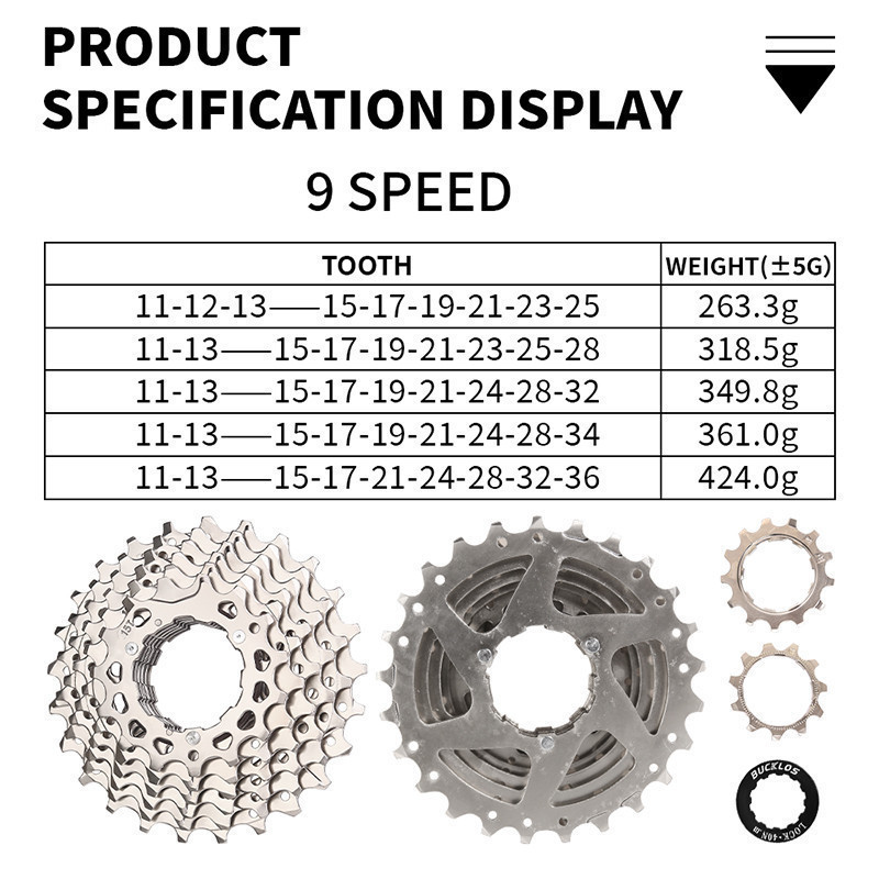BUCKLOS MTB Cassette Cogs Road Bike Cogs 8/9/10/11/12 Speed Freewheel ...