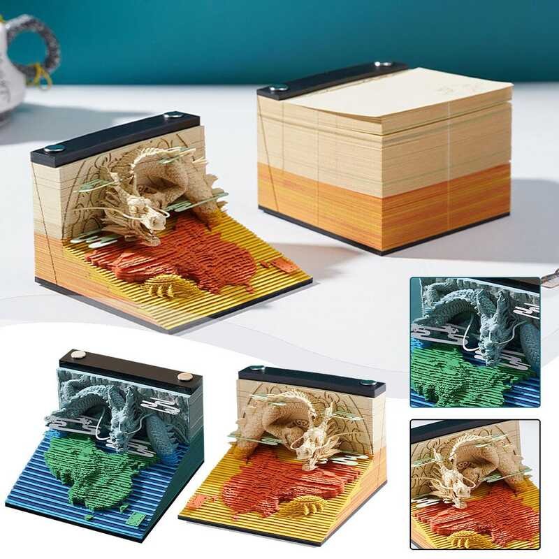 Year Dragon Theme 3D Notepad 2024 3d Art Memo Pad 3D Sticky Note Blocks ...