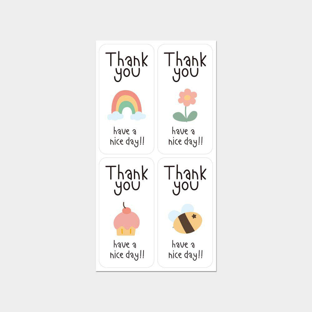 100Pcs Cute Thank You Stickers Baking Cake Box DIY Sealing Label ...