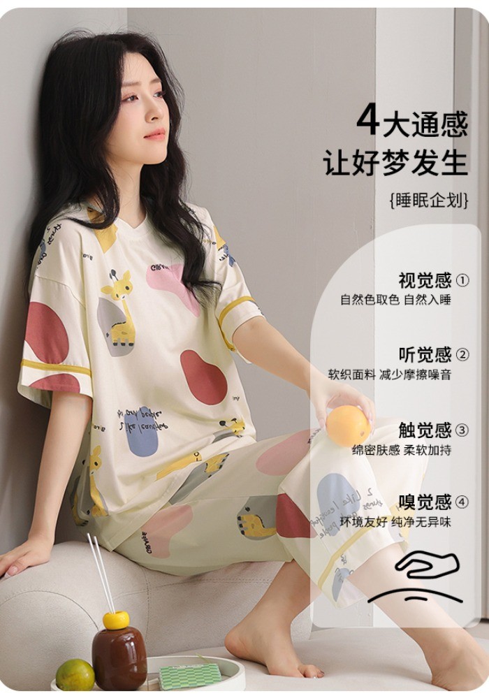 Padded Pajama for Women Modal Cotton Pajamas Terno Short Sleeve 3/4 ...