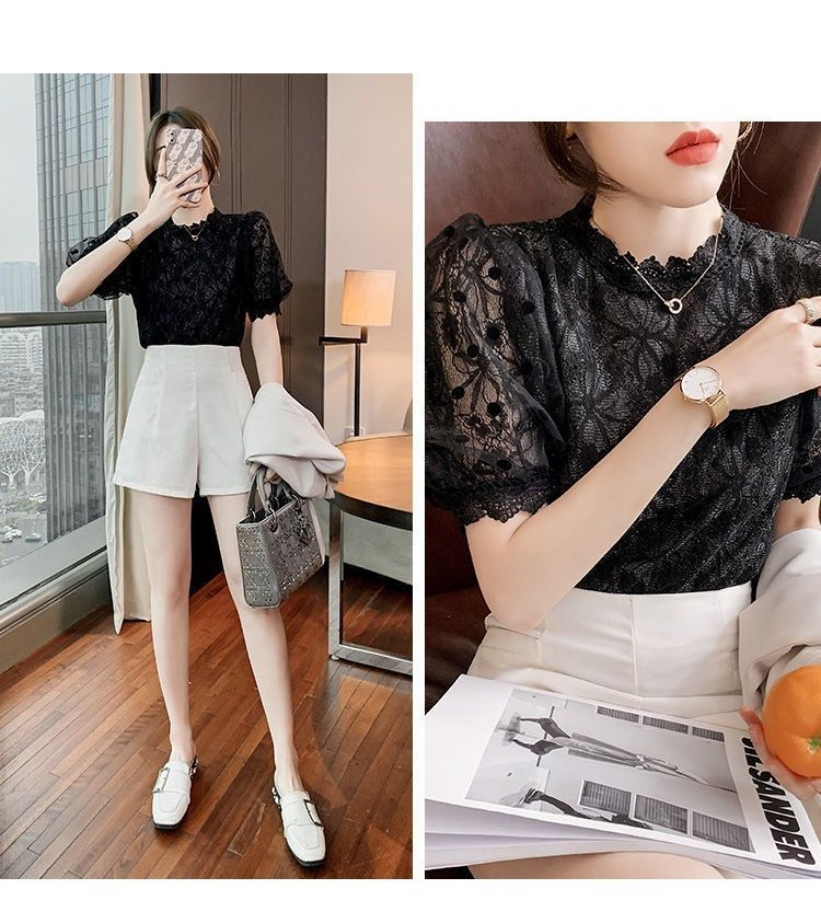 Modern Filipiniana Top Casual Plain Eyelet Embroidery Pearl Buckle ...