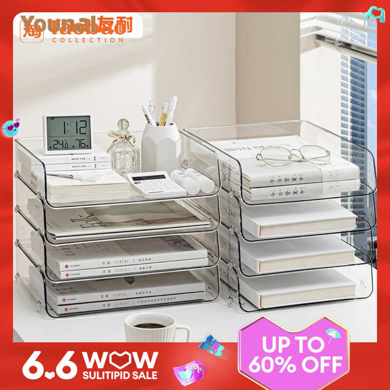 Desktop File Transparent Storage Rack Bookshelf Book Table Shelf Office ...