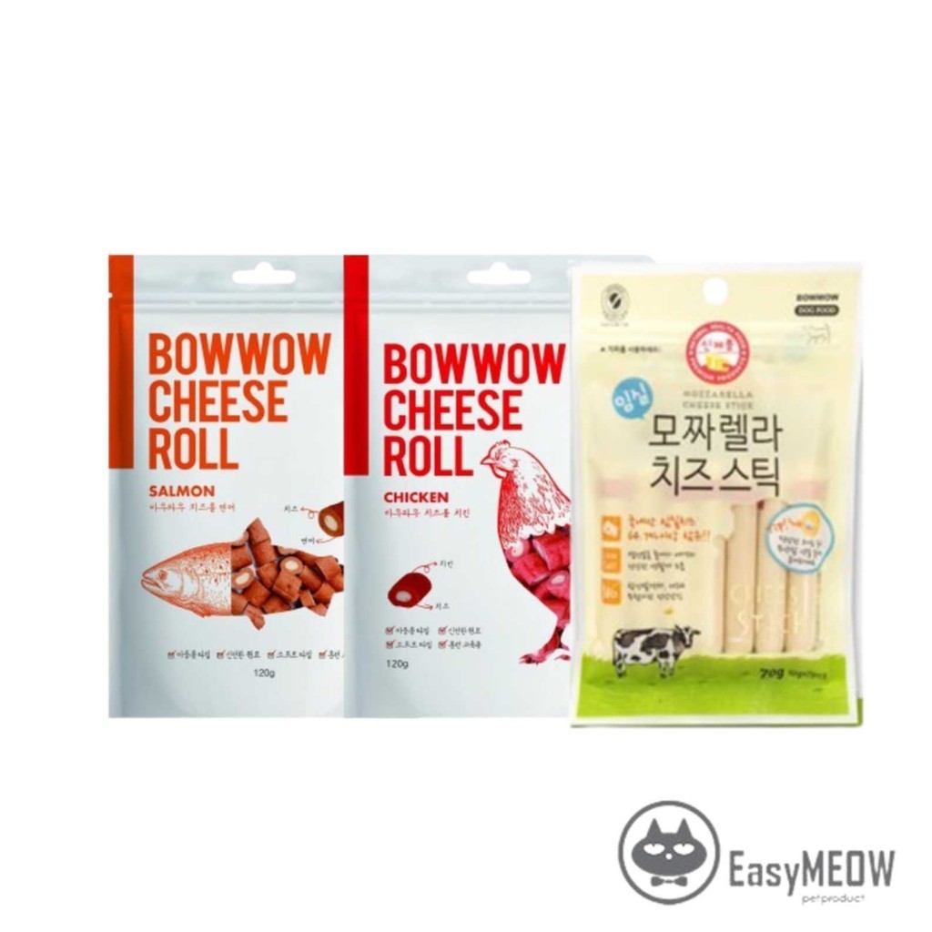 Bow Wow Cheese Snack 70g/120g - Chicken Cheese Roll, Salmon Cheese Roll ...