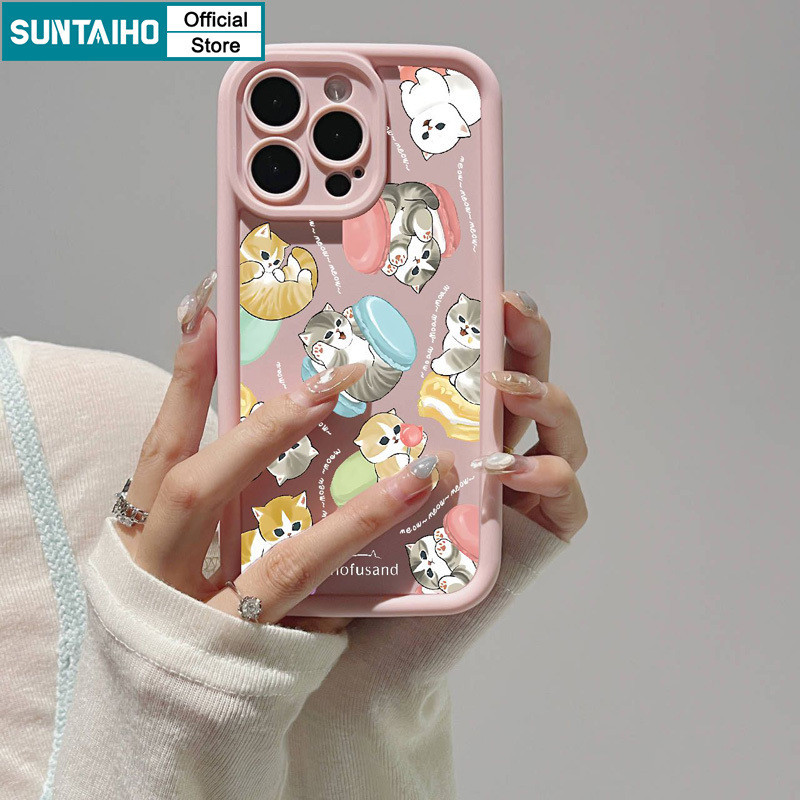 Suntaiho Cute Funny Mofusand Macaroon Pattern Phone Case for Iphone 15 ...