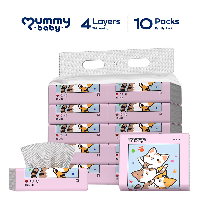 【MUMMY BABY】4Ply wood tissue Facial Tissue paper towel tissue 10 pack ...