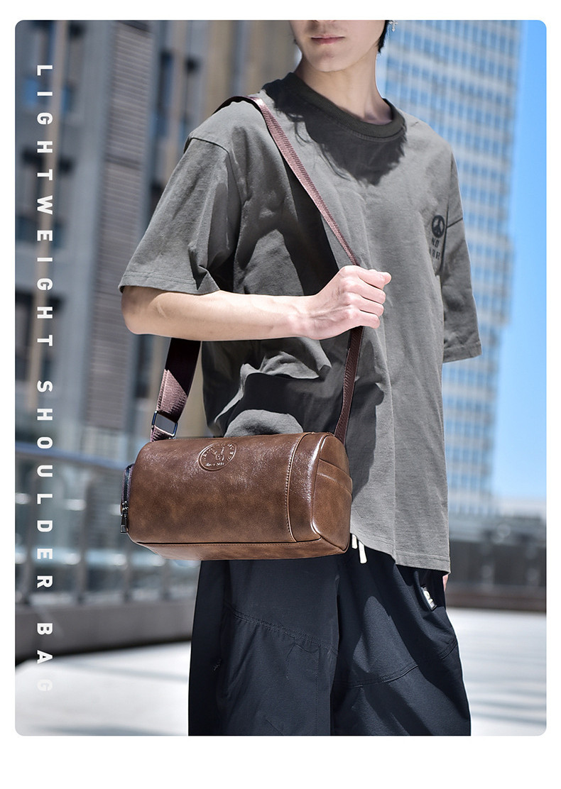 New High-Grade Men's Pu Leather Bag Large Capacity Waterproof Crossbody ...