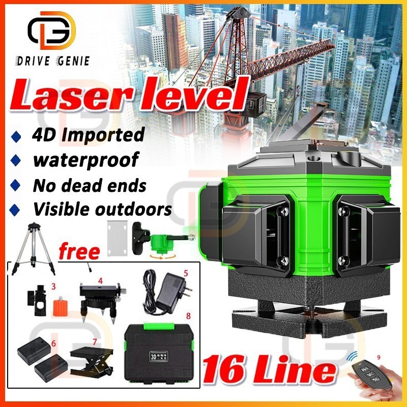 16 Line Laser Level for Construction Laser Level Tools 4D Green Light ...