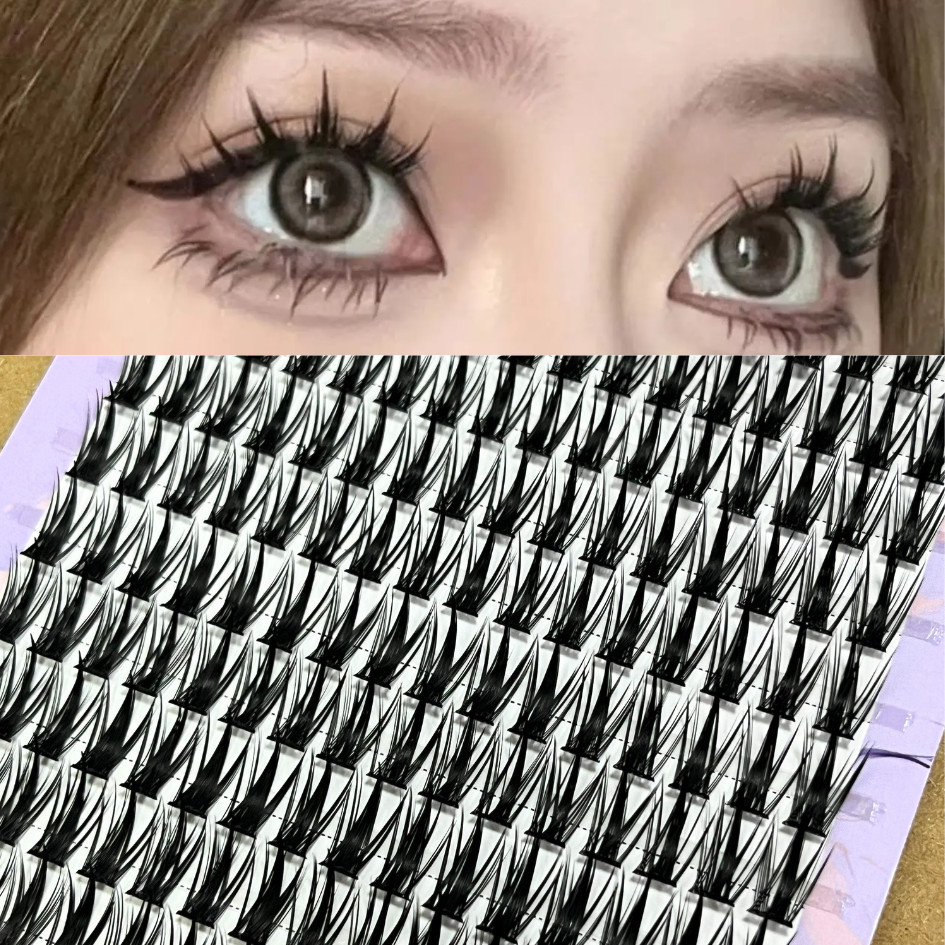BRONICY False Eyelashes 10 Rows Wheat Natural Thick Single Cluster ...