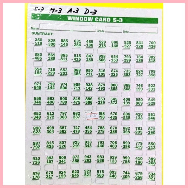 Window Card set sold per 5 sets ( A1, S1, M1, D1) (A2,S2,M2,D2)(A3,S3 ...