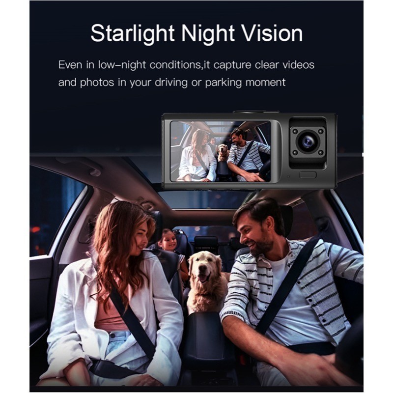 Safecam V20 3 Channel WiFi Dash Cam for Cars Camera FHD 1080P Video ...
