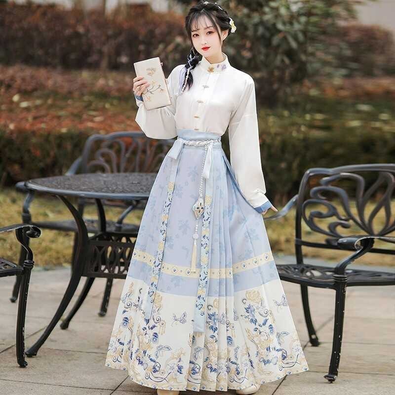 Original Hanfu Set Element Costume Mamianqun Ming Dynasty Horse Face ...