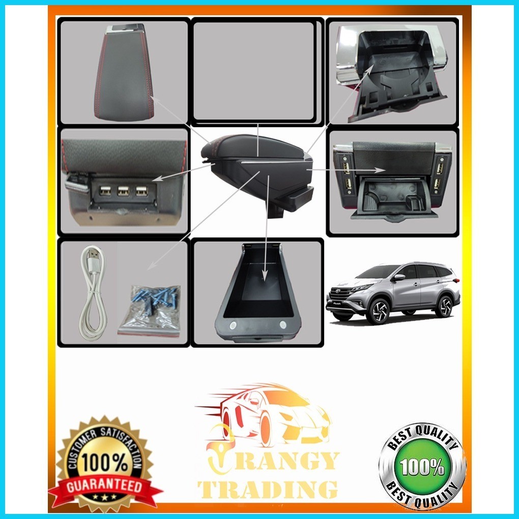∇ ☂ Toyota Rush 2018 to 2024 Console Box Premium / Car Armrest Double ...