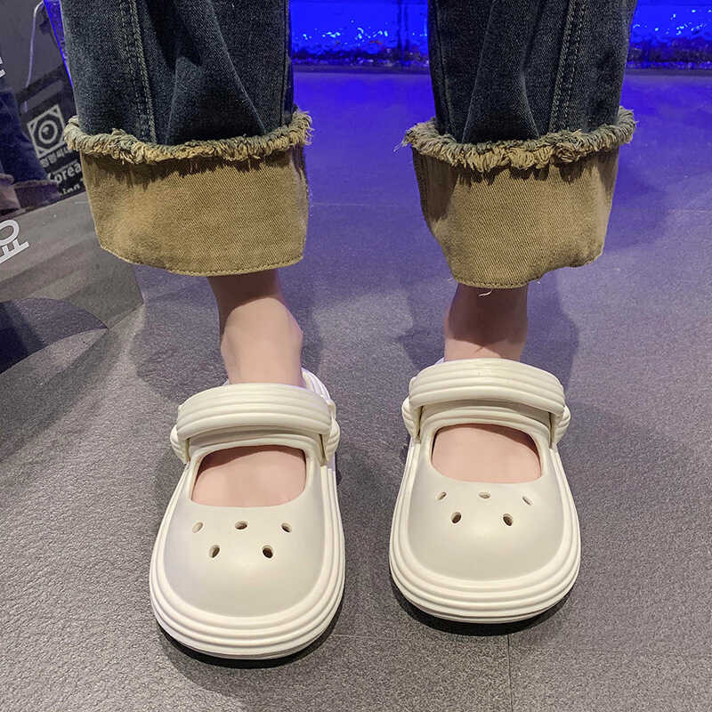 Mary Jane Cave Shoes Women 2024 New Summer Indoor Home EVA Thick Sole ...