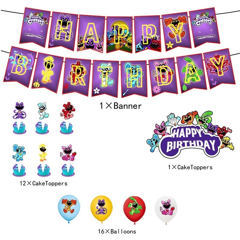 Cartoon Smiling Critters Animation Theme Birthday Decoration Cute Poppy ...